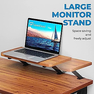 GreenForest L Shaped Desk with 2 Monitor Stand, 50.4 inch Reversible Corner Computer Desk for Home Office Study Gaming Workstation Crafting Table for Small Spaces, Easy Assembly, Walnut