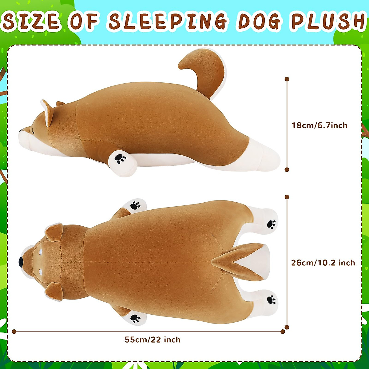 22'' Shiba Inu Plush Stuffed Animal, Big Corgi Plush Stuffed Animals Giant Shiba Plushie, Dog Plush Pillow Hugging Pillow Sleeping Cushion Soft Kawaii Plushies Birthday Gifts for Kids Girls Boys