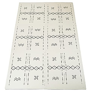 Clevr Extra Large Interlocking EVA Foam Baby Play Mat Soft Stylish Non-Toxic Kids Toddler Play Floor Tiles Mats with Edges 6 pcs 6'x4' Mudcloth Style (Light Beige)