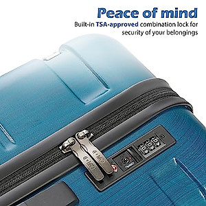 Coolife Luggage Expandable(only 28") Suitcase PC+ABS Spinner Built-In TSA lock 20in 24in 28in Carry on (Charcoal., L(28in).)