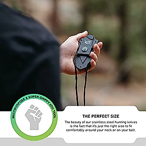 Small Fixed Blade Knife with Sheath - Full Tang Survival Hunting Knife with Paracord Lanyard, Compass, Fire Starter, & Knife Sharpener for Outdoor Camping - Quality Tactical Knife with Sheath