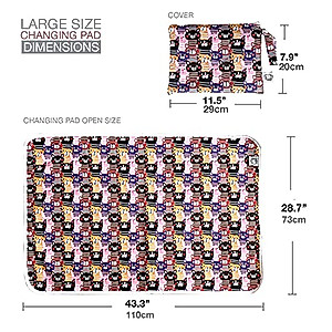 Flockthree Waterproof Baby Changing Pad with Storage Bag (43.3" X 28.7") Washable Wipeable Reusable Leak Proof Diaper Travel Mat Station Changing Mattress Liner Cribs Bed Cover, Bear Bear