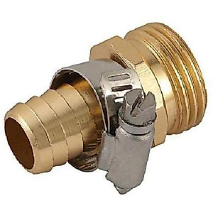Metal Solid Brass 5/8 inch Garden Hose Repair Mender Kit Male Female Repair with Stainless Clamp