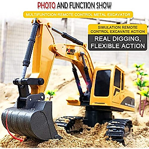 Remote Control Digger,Toy Digger Remote Control Digger Excavator Toys,Engineering Sand Digger Construction Vehicle Toy RC Excavator Toy Cars for Kids(Need to Install Batteries)