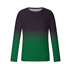 long sleeve tee shirts for men 2023 Mens Long Sleeve Shirts Casual Gradient Color Loose Pullover Graphic Tee Shirts Fall Fashion Athletic Sweatshirts mens black dress shirts long sleeve Green L