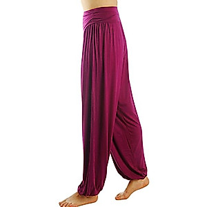 AvaCostume Womens Modal Cotton Soft Yoga Sports Dance Harem Pants, XL, Fuchsia