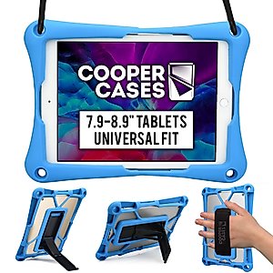 Cooper Trooper Rugged Case for 7.9, 8, 8.4, 8.7, 8.9" Tablets | Tough Bumper Protective Shock Proof Kids Holder Carrying Cover Bag, Stand, Strap