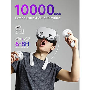JSAUX Battery Pack for Meta Quest 3S/3/2, 10000mAh PD Fast Charger Battery Pack (Extra 4-6 H Playtime), VR Extend Power Accessories, Compatible with Oculus Quest 3, Meta Quest 2, Meta Quest 3S, etc.