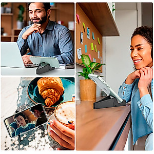 3 Pack Portable Cell Phone Stand for Desk, 【Upgraded Material】 Universal Pocket-Sized Foldable Small Mobile Phone Holder, V Smartphone Kickstand Mount Compatible with iPhone IPads Kindle Android-Black