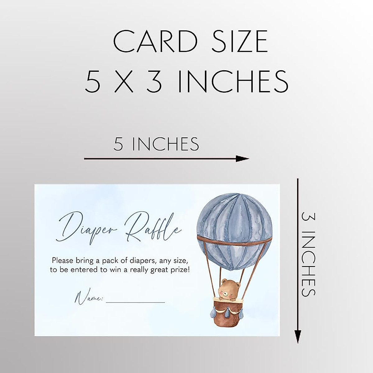 The Invite Lady Hot Air Balloon Diaper Raffle Ticket Baby Shower Teddy Bear Adventure Awaits Blue Boy Sky Clouds (50 count)