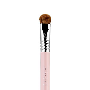 Sigma Beauty Travel Essential Trio - Makeup Brush Set for Foundation Powder Eyeshadow - 3 Tool Brushes with Brush Tin Holder - - Skin Safe, Vegan Makeup Brushes for Travel - Light Pink