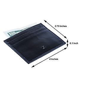 Zinda Genuine Leathers Card Holder Slim Wallet RFID Protection Unisex (Navy)