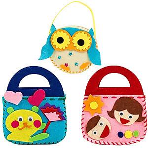 TOYANDONA 6Pcs Sewing Kit for Kids, Creative Kids Handbag Cartoon Nonwoven DIY Handbag Kit for Girls Kit Crafts and Arts