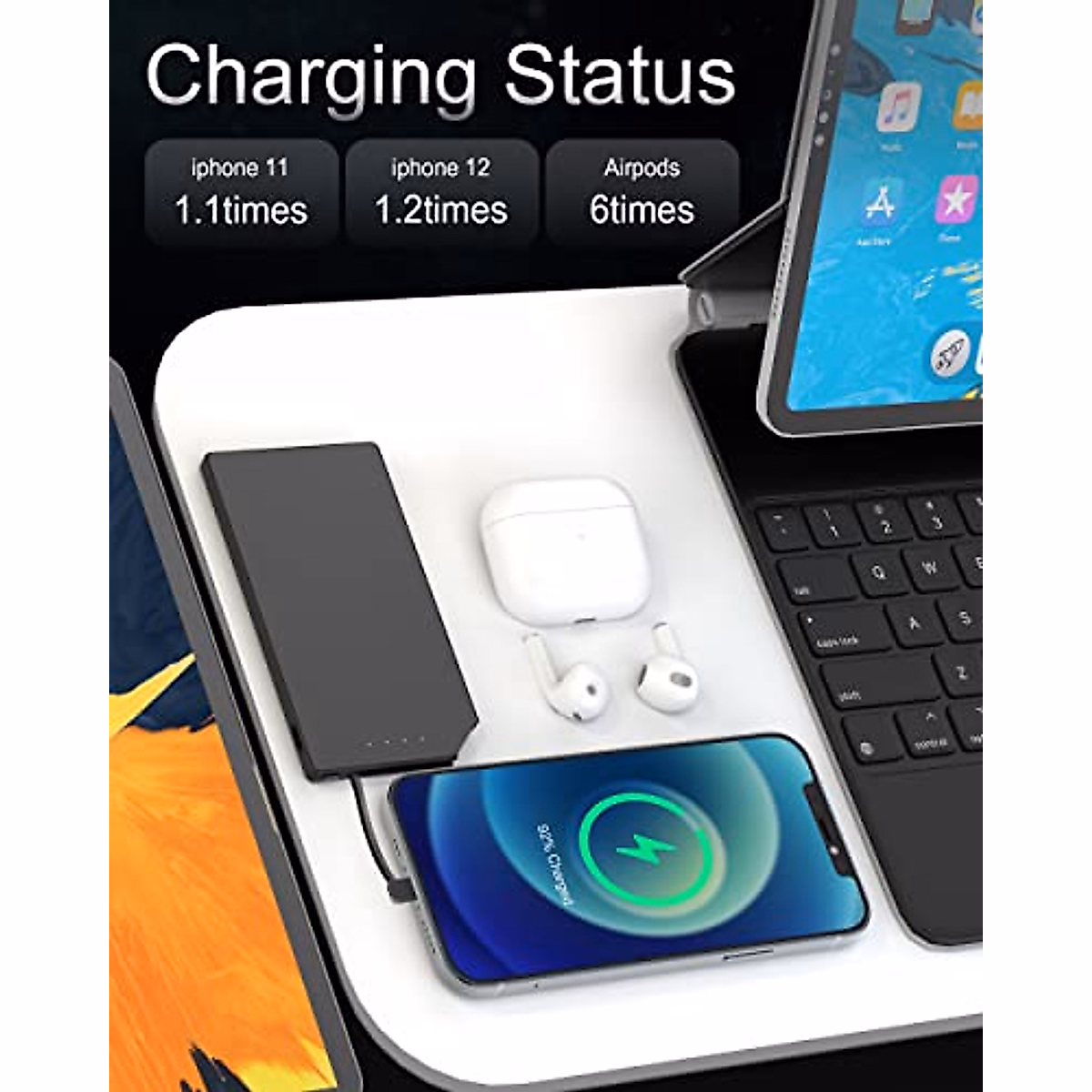 TNTOR Portable Charger with Built in Lightning Cable(MFi Apple Certified) 5000mAh Ultra Slim Power Bank Compatible with iPhone 14/13/12/11 Pro/Max/X/8/7 etc