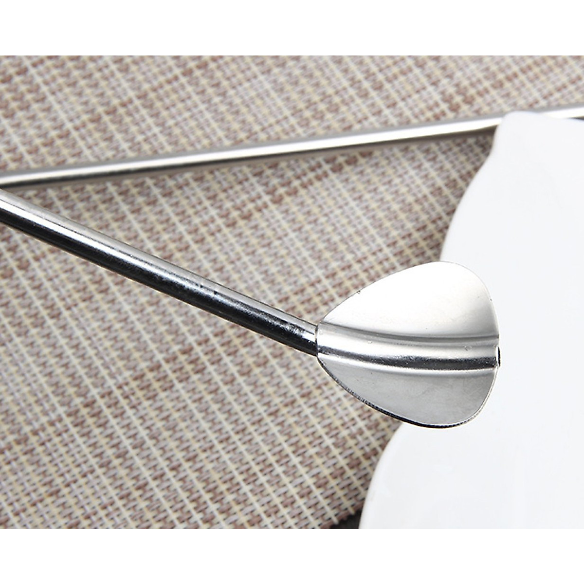 TSACTE Stainless Steel Spoon Drink Straw Set of 5 Long Spoons Heart-shaped Food-Grade Straw Spoon for Home Café Office Restaurant