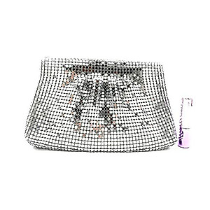 Frewahmesh Women's Evening Clutches Metal Mesh Party Purse Bag (Silver)