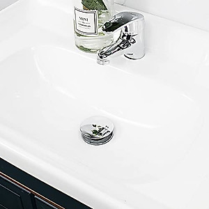 NearMoon Bathroom Pop up Drain, Brass Sink Drain Strainer for Bathroom Assembly Stopper Vessel Sink, Anti-Clogging (Without Overflow, Chrome Finish)