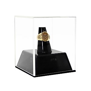 Better Display Cases Clear Acrylic Championship School Ring Display Case with Drawer and Black Acrylic Ring Holder (A064-A)