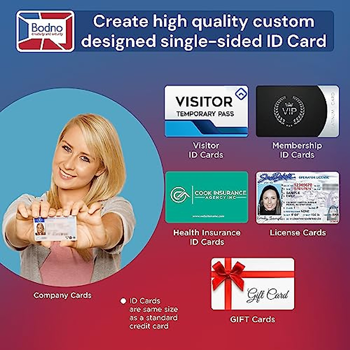 Bodno Magicard Pronto ID Card Printer & Super Supplies Package ID Software, Camera, 300 Cards and 300 Print Ribbon - Bronze Edition