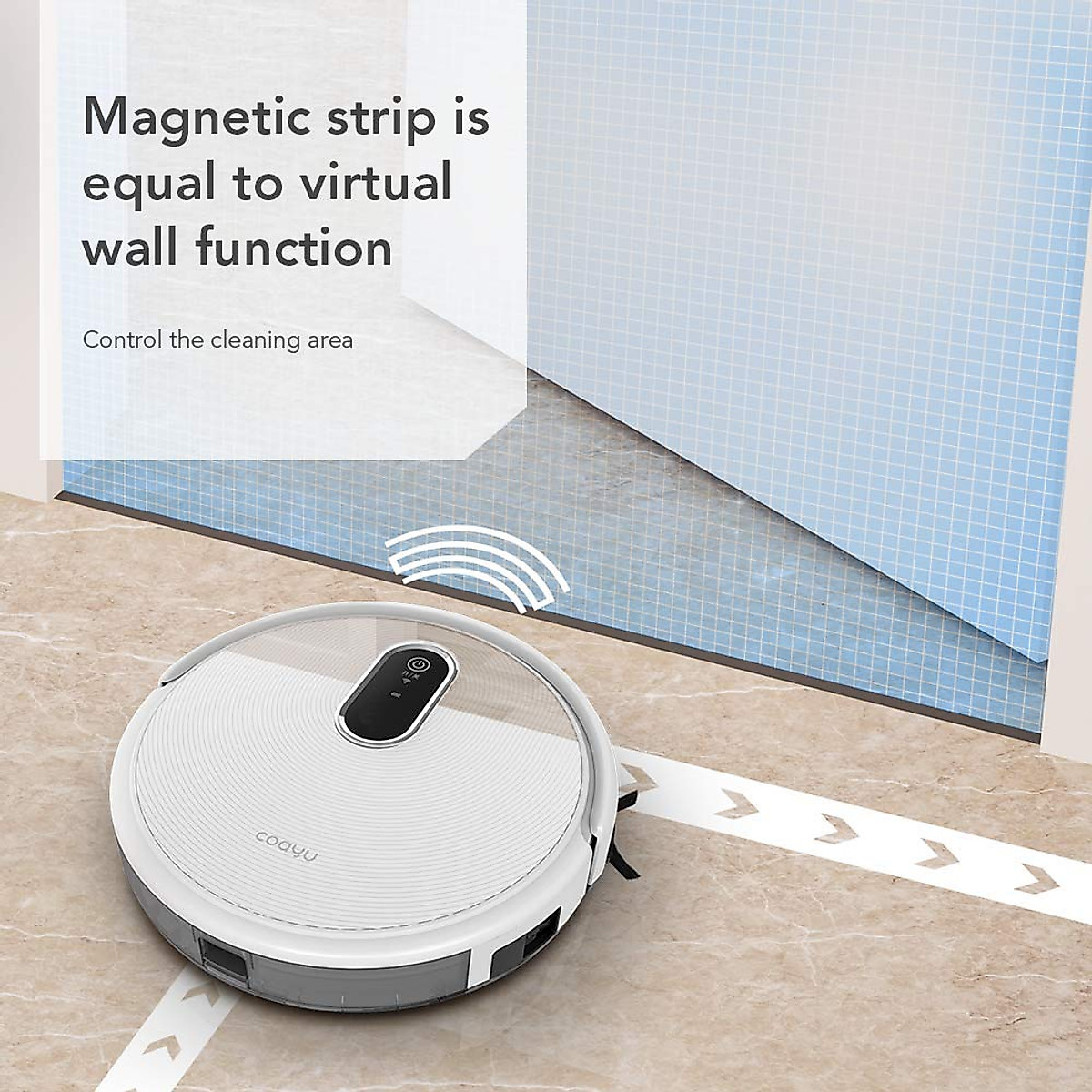 Robotic Vacuum Cleaner, Floor Robot Vacuum, Strong Suction, Super Thin and Quiet, Robot Vacuum Mapping, Cleans Pet Fur, Hard Floor to Carpet (White)