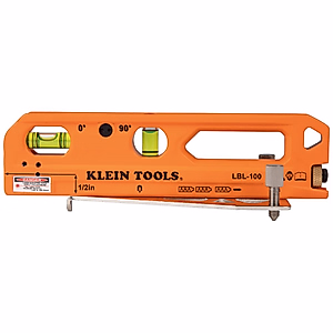 Klein Tools LBL100 Laser Level with Level Bubble Vials, Magnetic, 3-Vial with Leveling Base, Laser Line and Laser Spot Orange