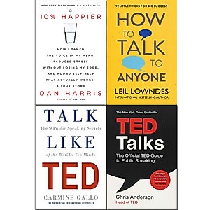 How to Talk to Anyone, 10% Happier, Talk Like TED, TED Talks 4 Books Collection Set