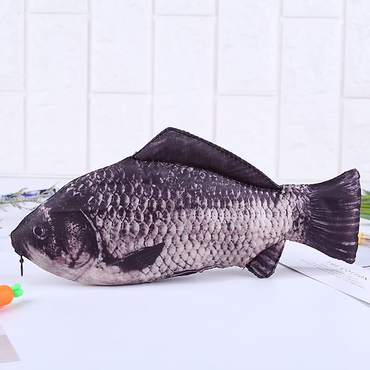 Opexicos 2Pcs Carp Pen Bag Realistic Fish Shape Make-up Pouch Pen Pencil Case with Zipper