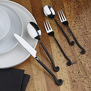 Gourmet Settings 20-Piece Flatware Treble Clef Collection Black Silverware Cutlery Kitchen Sets, Stainless Steel Utensils Knife/Fork/Spoons, Dishwasher Safe