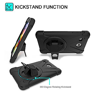 TIMISAM Samsung Galaxy Tab E 8.0 Case, Heavy Duty Hybrid Shockproof Protection Cover Built with Kickstand and Hand Strap for Samsung Galaxy Tab E 32GB SM-T378/Tab E 8.0 Inch SM-377 Tablet (Black)