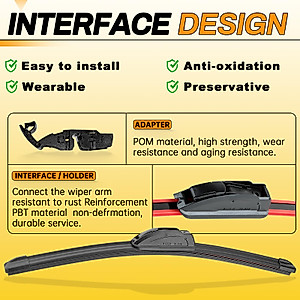 AUTOBOO 26" and 18" Windshield Wipers Blades (Pack Of 2),OEM Quality Premium All-Seasons Wiper blades,Stable and Quiet Armor wiper blades