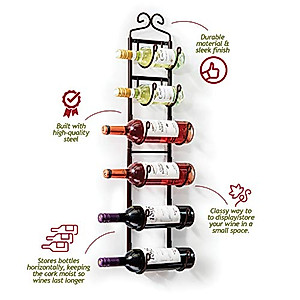 Sagler Towel Rack and Wine Rack - Bronze Wall Wine Rack - Wall Mounted Wine Rack fits up 6 Level Wine Bottles and Many Towels - fits as Bathroom Towel Holder, or Towel Hanger, or a Cap Rack