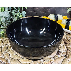 Ebros Gift Japanese Contemporary Black Lacquer Ridged Bowls For Rice Miso Appetizer Soup 4.5" Diameter Made In Japan Decorative Bowl Set of 6 Lacquered Serveware For Restaurants Home Kitchen Gifts
