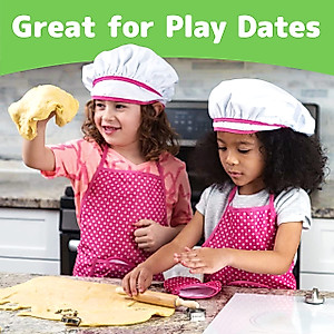 Kids Cooking and Baking Chef Set for Little Girls, Complete Cooking Sets, Toddler Dress Up and Pretend Play Dress Up Clothes for Girls, Kids Kitchen Toys 3-5 Years Old with Kids Aprons