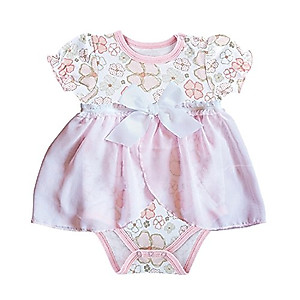 Stephan Baby Playful Posies Pink and Gray Floral Snap Dress Style Diaper Cover, 3-6 Months