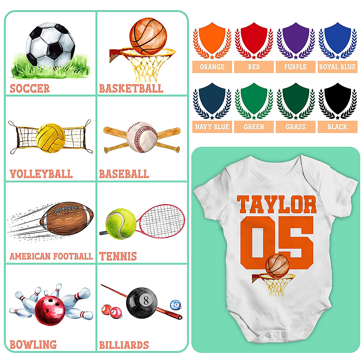 Personalized Sports Baby Onesie for Boy - 8 Designs & Colors Customized Baseball Girl Outfits Gifts Custom Sport Bodysuit Babies Newborn 6 12 18 24 Month Gift Shower C1, White