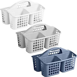 Tanlade 3 Pcs Portable Shower Caddy Basket Cleaning Supplies Organizer with Compartments and Handle Plastic Shower Caddy Shower Bucket for Storage Bathroom Bedroom Kitchen College Dorm