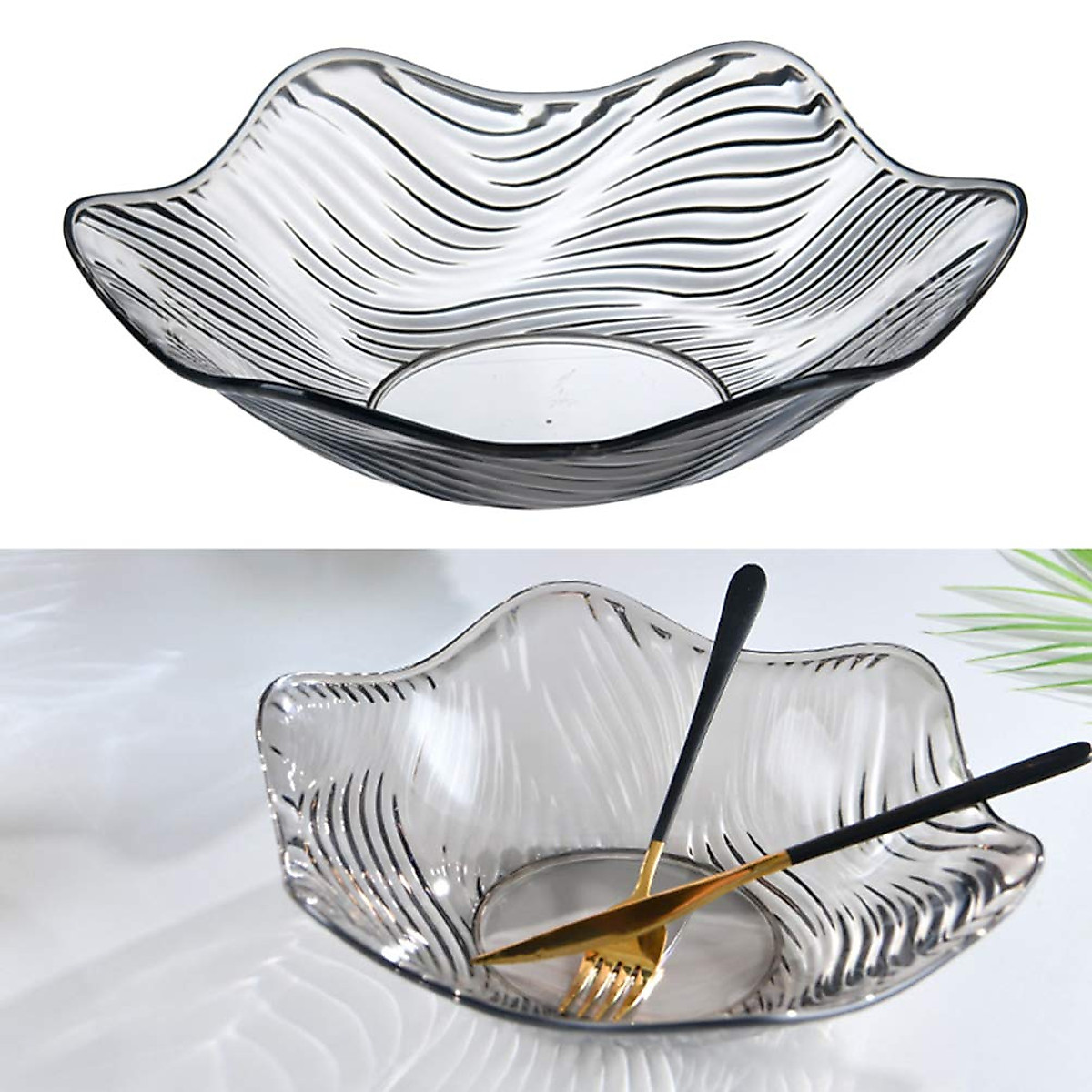 Hemoton Glass Bowl Decorative Plastic Salad Bowl Fruit Bowl Plate Snack Dish Dessert Bowl Food Serving Bowls for Bread Snacks Vegetables Candy Appetizer Potpourris Flatware Tray
