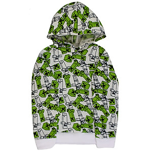 Minecraft Boys 2 Piece Fleece Pants Sets, Pullover Hoodie and Jogger Set for Boys (White, Size 4)