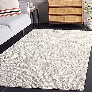 SAFAVIEH Natura Collection Area Rug - 4' x 6', Ivory, Handmade Textured Wool, Ideal for The Living Room, Bedroom, Dining Room (NAT621A-4)