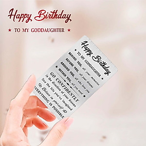 MOQIYXL Goddaughter Birthday Card, Happy Birthday Goddaughter Gifts Ideas, Small Engraved Wallet Card