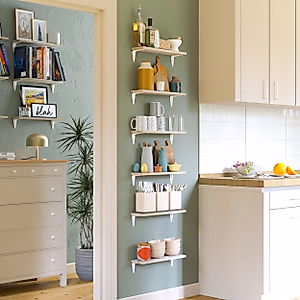 Wallniture Arras 17"x4.5" Floating Shelves for Wall, Shelves for Garage Storage, Wall Bookshelf, Pantry & Kitchen Shelving, Wall Shelves for Living Room, Natural Wood, Set of 20