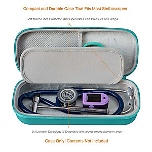 ButterFox Stethoscope Case For Nurses with Divider and ID Slot for Littmann Classic III, Cardiology IV Diagnostic, MDF and More Stethoscopes, Pocket for Nurse Accessories (Teal Green)