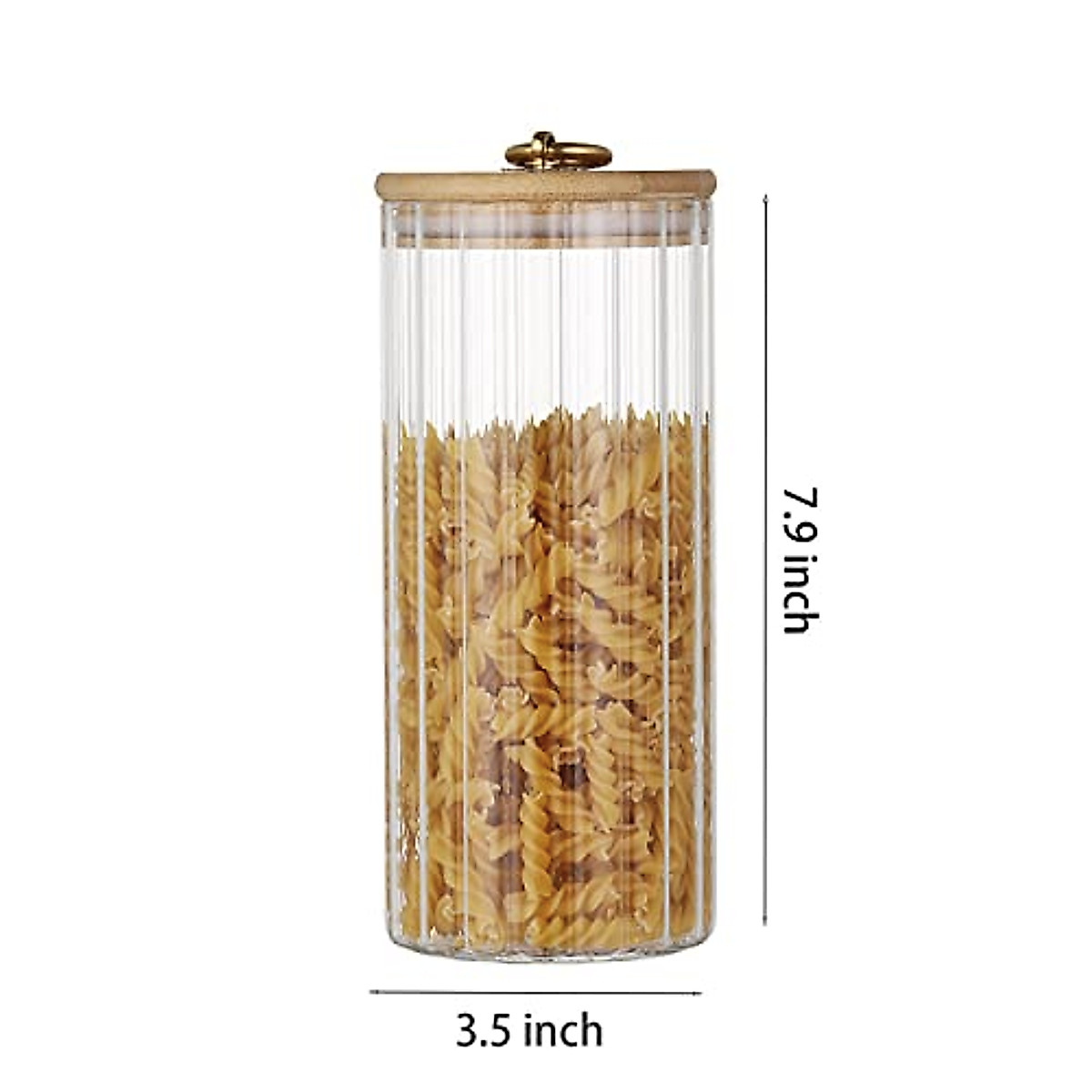 LUCKTE Glass Coffee Nuts Canister Airtight Storage Jar With Bamboo Lids Metal Handle Clear Glass Containers for Home Kitchen Storing Candy, Cookie, Pasta, Oatmeal, Spices (large)