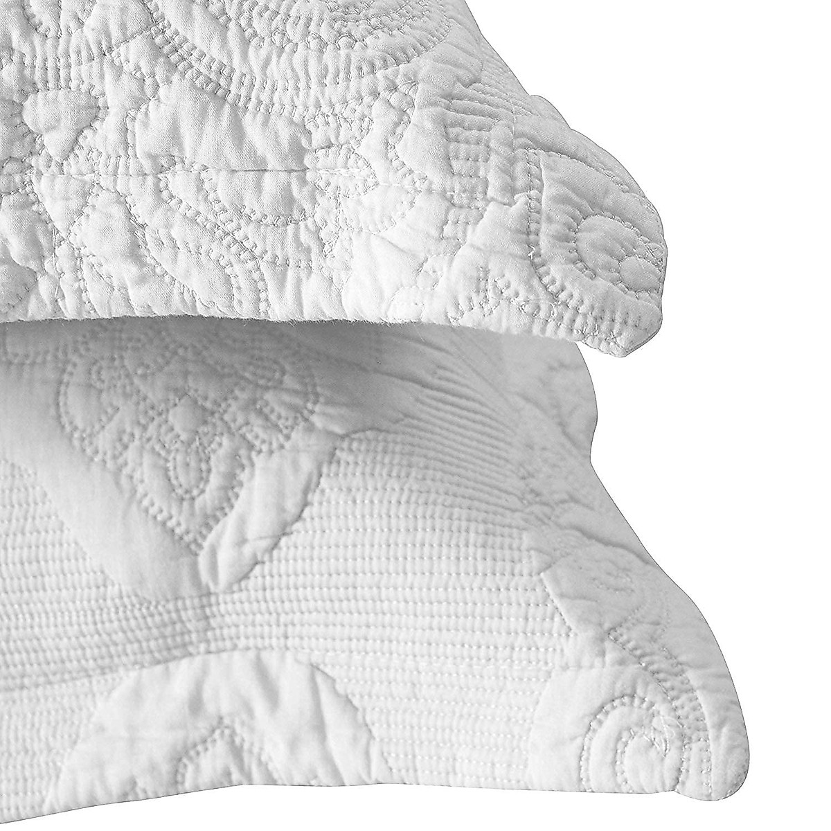 Brandream White Paisley Quilted Pillow Shams King Size Pillow Cases Set of 2 100% Cotton Soft Decorative Pillow Covers