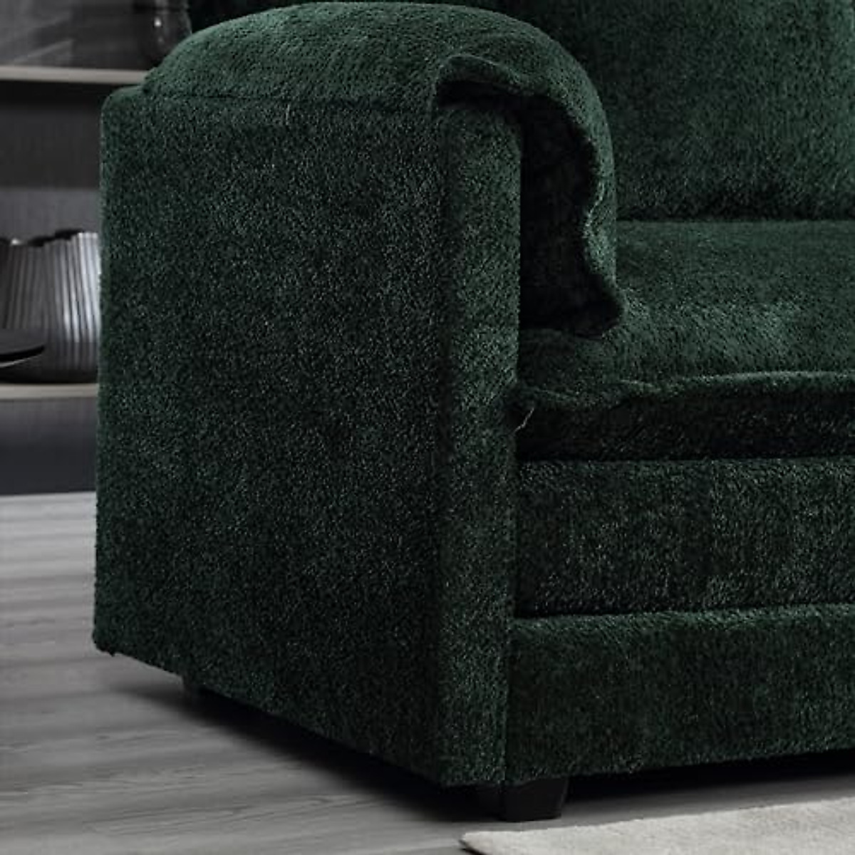 FANYE L-Shaped Corner Convertible Modular Sectional Sofa Couch W/Movable Ottoman and 3 Pillows, Chenille Upholstery Double Cushions Deep Seat Sleeper Sofa&Couch for Home Office Apartment Living Room