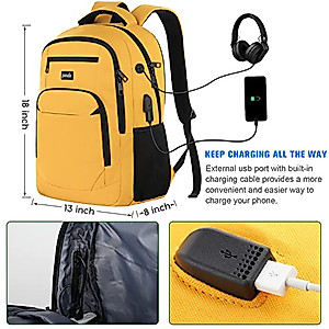 Paude Backpack School,Backpack Laptop,Bookbag for Teens 15.6 Inch College Backpack for University Business Work Travel,Orange