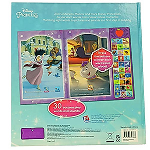 Disney Princess Cinderella, Moana, Rapunzel, and More! - First Words: Point, Match, Listen, and Learn! 30-Button Sound Book - PI Kids