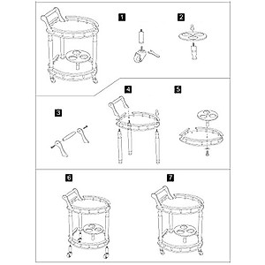 POCHY Multipurpose Catering Trolley Serving Cart Kitchen Trolley Island Cart 2 Tier Trolley Solid Wood Wine Rack Mobile Unit Organizer Home Removable