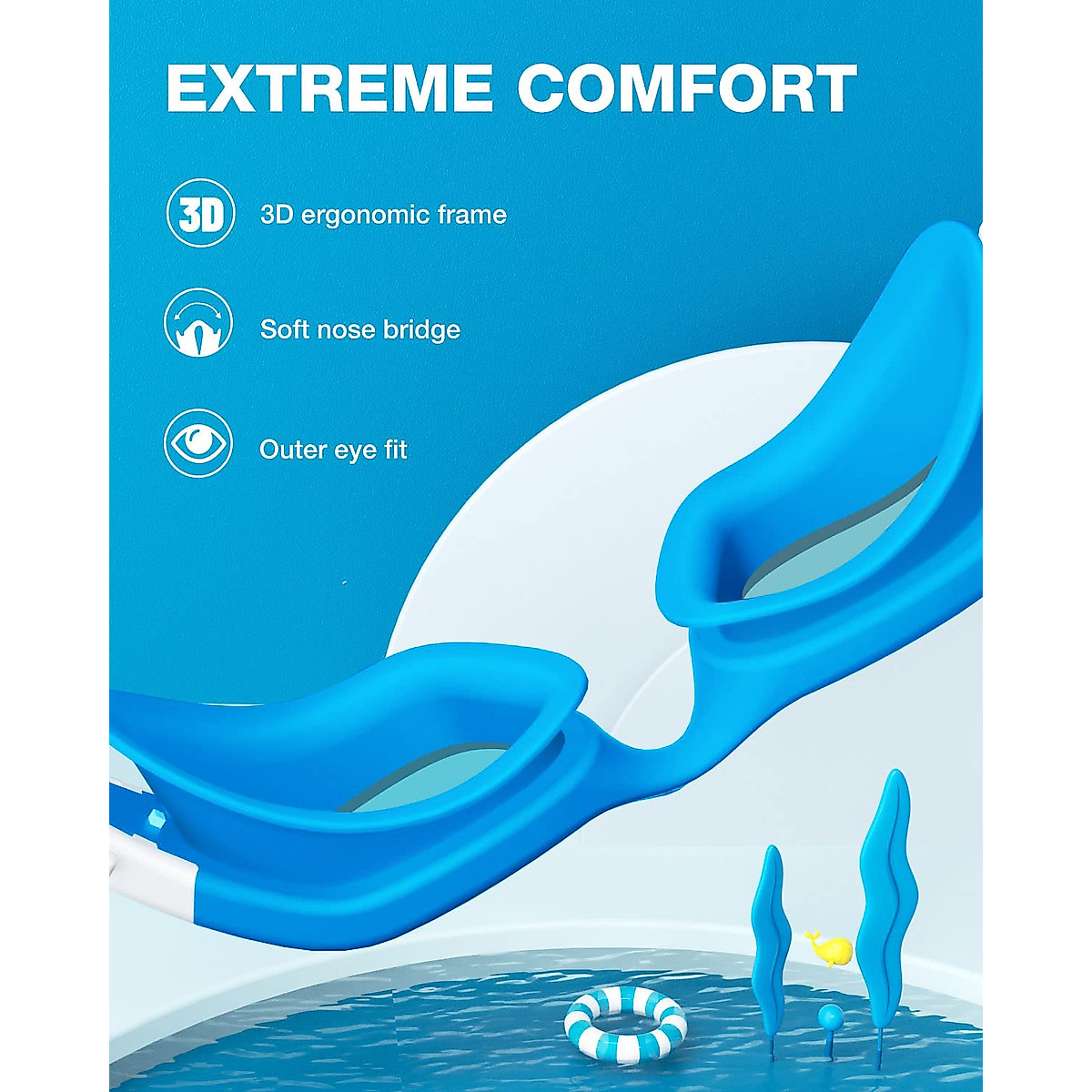 ZIONOR Kids Swim Goggles, G1MINI Polarized Swimming Goggles Comfort for Age 6-14, UV Protection Anti-Fog Adjustable Strap Fit for Child Boys Girls (Gold Lens)