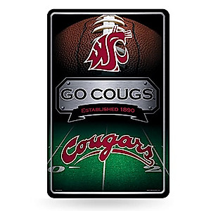 Rico Industries NCAA Washington State Cougars - WSU 11&quot; x 17&quot; Large Metal Home Décor Sign